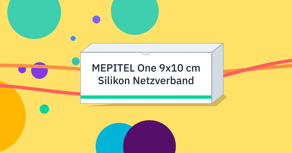 Symbolbild: Packung mit der Aufschrift MEPITEL One 9x10 cm Silikon Netzverband (PZN 09391321) – Verfügbarkeit und Bezug in Apotheken in Frankfurt am Main