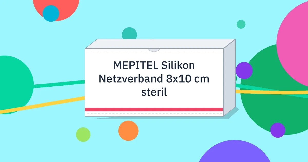Symbolbild: Packung mit der Aufschrift MEPITEL Silikon Netzverband 8x10 cm steril (PZN 17606020) – Verfügbarkeit und Bezug in Apotheken in Frankfurt am Main
