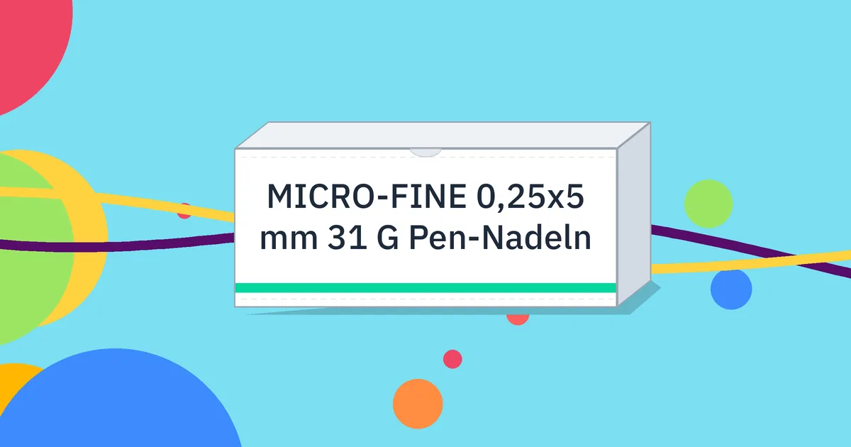 Symbolbild: Packung mit der Aufschrift MICRO-FINE 0,25x5 mm 31 G Pen-Nadeln (PZN 20634008) – Verfügbarkeit und Bezug in Apotheken in Frankfurt am Main