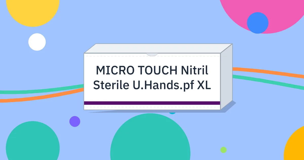 Symbolbild: Packung mit der Aufschrift MICRO TOUCH Nitril Sterile U.Hands.pf XL (PZN 18387726) – Verfügbarkeit und Bezug in Apotheken in Frankfurt am Main