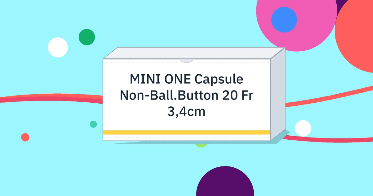 Symbolbild: Packung mit der Aufschrift MINI ONE Capsule Non-Ball.Button 20 Fr 3,4cm (PZN 14343867) – Verfügbarkeit und Bezug in Apotheken in Frankfurt am Main