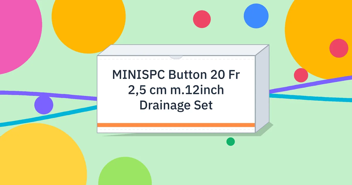 Symbolbild: Packung mit der Aufschrift MINISPC Button 20 Fr 2,5 cm m.12inch Drainage Set (PZN 20821213) – Verfügbarkeit und Bezug in Apotheken in Frankfurt am Main