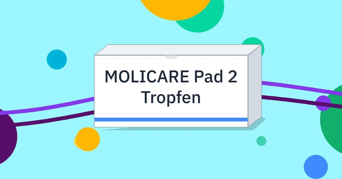 Symbolbild: Packung mit der Aufschrift MOLICARE Pad 2 Tropfen (PZN 14029177) – Verfügbarkeit und Bezug in Apotheken in Frankfurt am Main