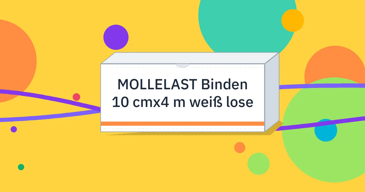 Symbolbild: Packung mit der Aufschrift MOLLELAST Binden 10 cmx4 m weiß lose (PZN 19702816) – Verfügbarkeit und Bezug in Apotheken in Frankfurt am Main