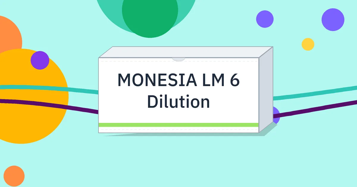 Symbolbild: Packung mit der Aufschrift MONESIA LM 6 Dilution (PZN 13610674) – Verfügbarkeit und Bezug in Apotheken in Frankfurt am Main