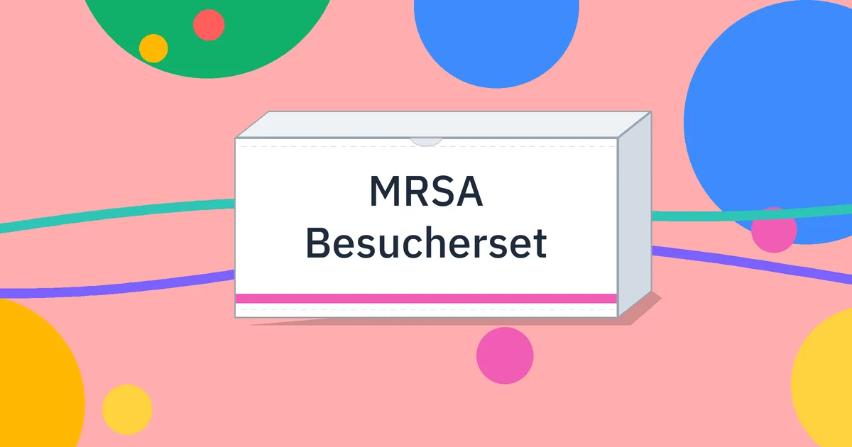 Symbolbild: Packung mit der Aufschrift MRSA Besucherset (PZN 08847612) – Verfügbarkeit und Bezug in Apotheken in Frankfurt am Main
