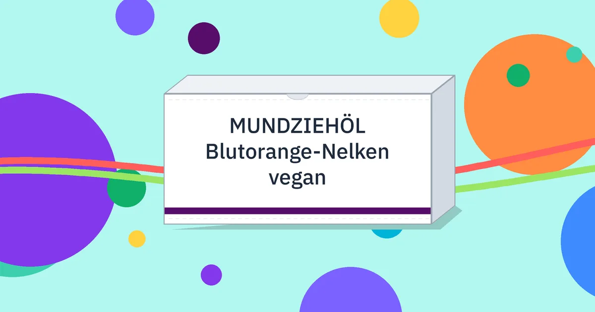 Symbolbild: Packung mit der Aufschrift MUNDZIEHÖL Blutorange-Nelken vegan (PZN 16508137) – Verfügbarkeit und Bezug in Apotheken in Frankfurt am Main