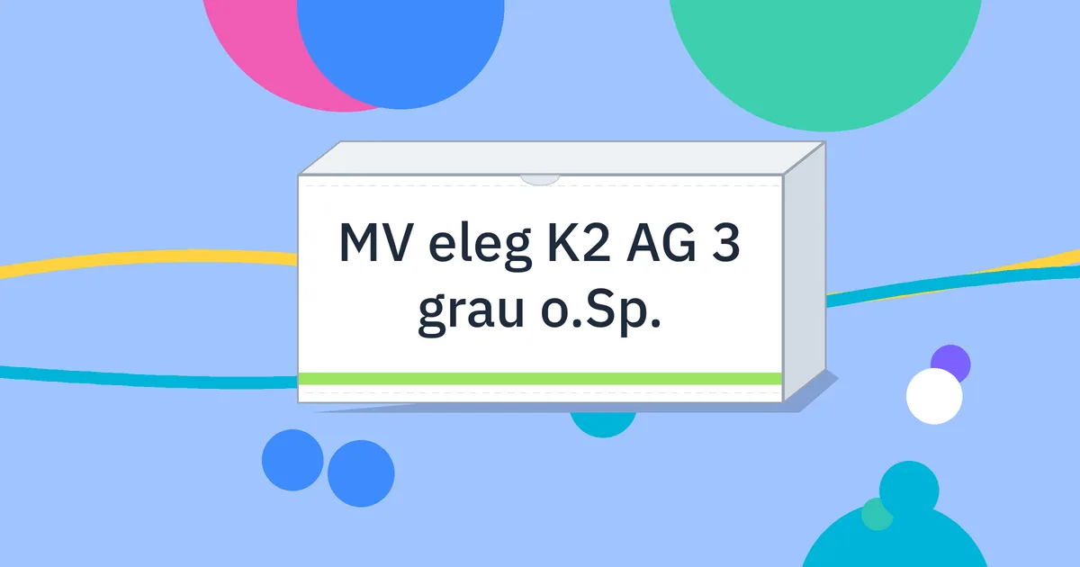 Symbolbild: Packung mit der Aufschrift MV eleg K2 AG 3 grau o.Sp. (PZN 18928091) – Verfügbarkeit und Bezug in Apotheken in Frankfurt am Main