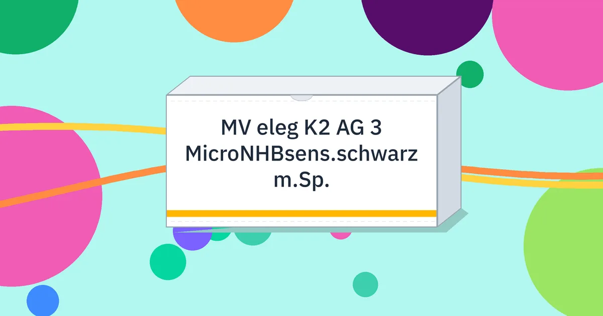 Symbolbild: Packung mit der Aufschrift MV eleg K2 AG 3 MicroNHBsens.schwarz m.Sp. (PZN 16068566) – Verfügbarkeit und Bezug in Apotheken in Frankfurt am Main