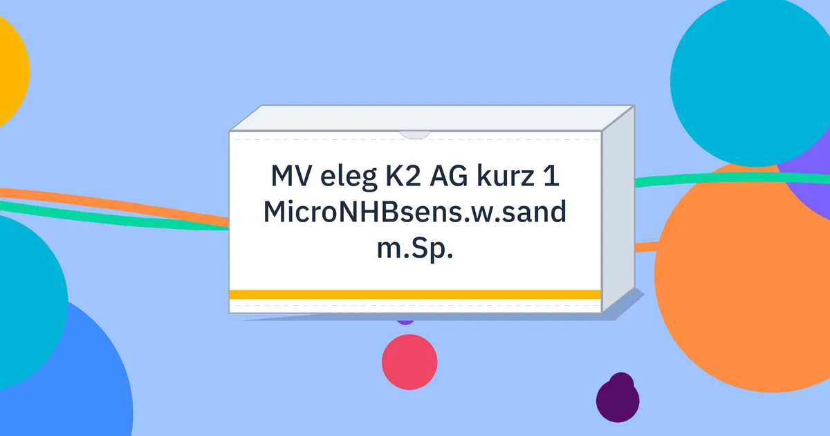 Symbolbild: Packung mit der Aufschrift MV eleg K2 AG kurz 1 MicroNHBsens.w.sand m.Sp. (PZN 18927571) – Verfügbarkeit und Bezug in Apotheken in Frankfurt am Main