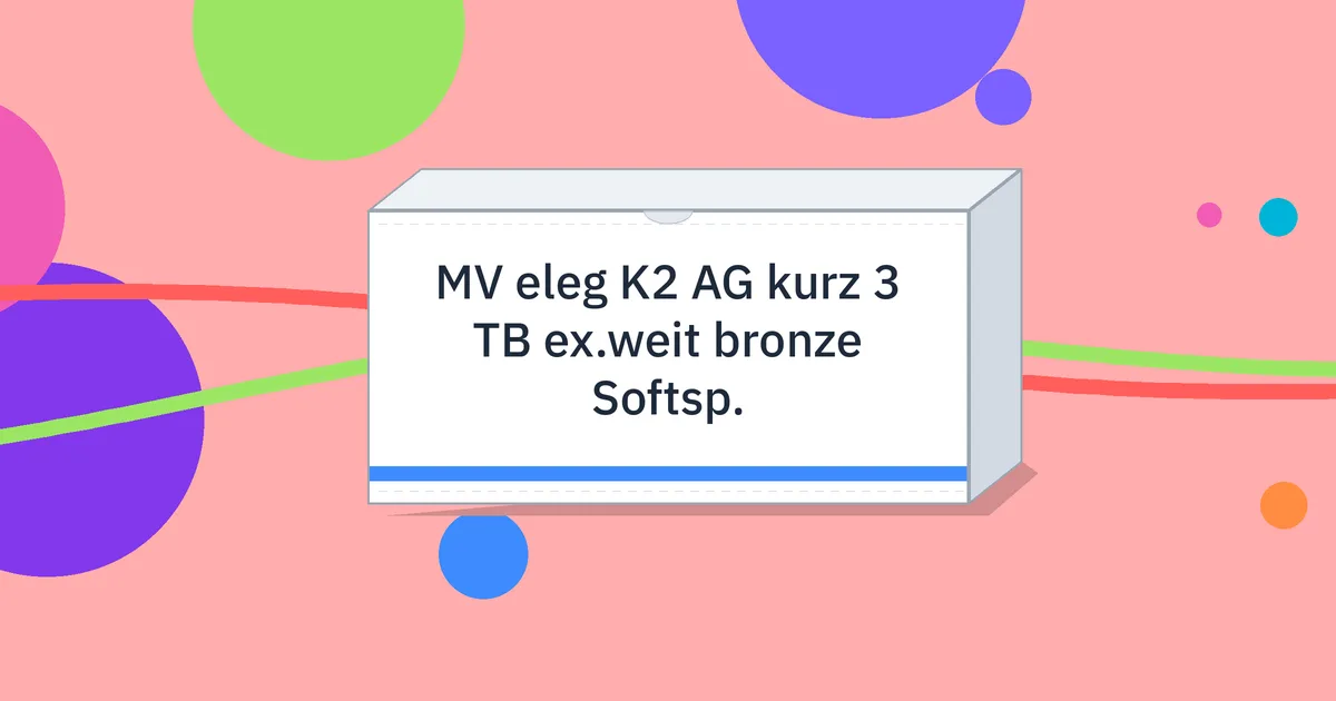 Symbolbild: Packung mit der Aufschrift MV eleg K2 AG kurz 3 TB ex.weit bronze Softsp. (PZN 14717138) – Verfügbarkeit und Bezug in Apotheken in Frankfurt am Main