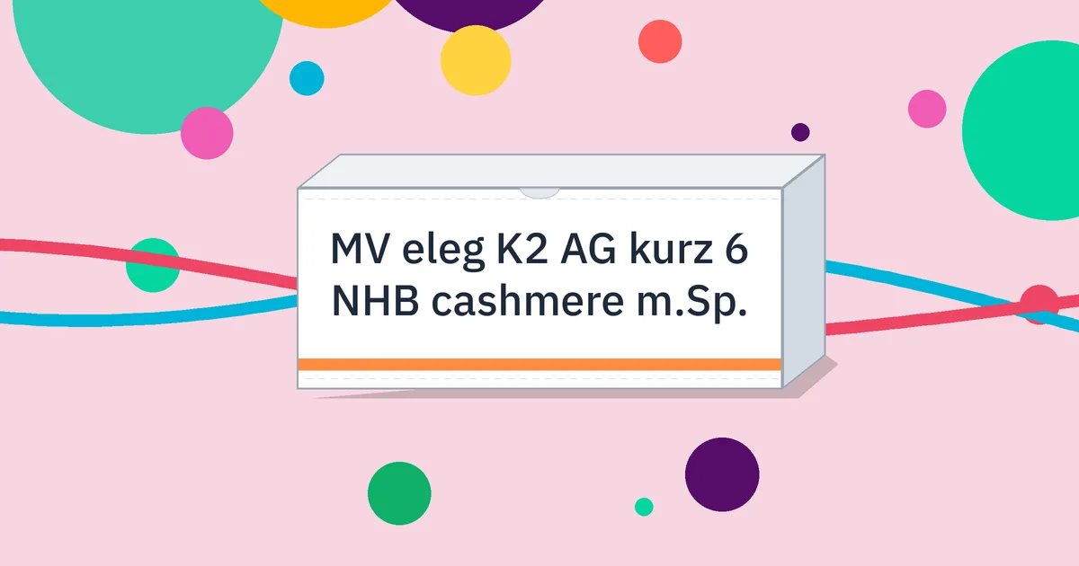 Symbolbild: Packung mit der Aufschrift MV eleg K2 AG kurz 6 NHB cashmere m.Sp. (PZN 15715905) – Verfügbarkeit und Bezug in Apotheken in Frankfurt am Main