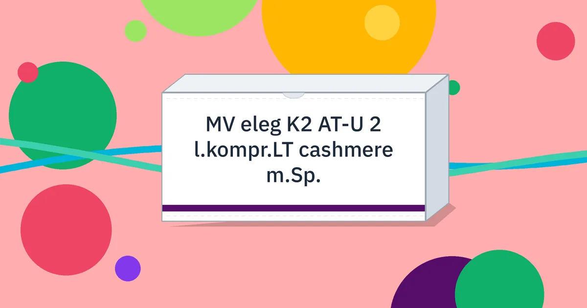 Symbolbild: Packung mit der Aufschrift MV eleg K2 AT-U 2 l.kompr.LT cashmere m.Sp. (PZN 15289555) – Verfügbarkeit und Bezug in Apotheken in Frankfurt am Main