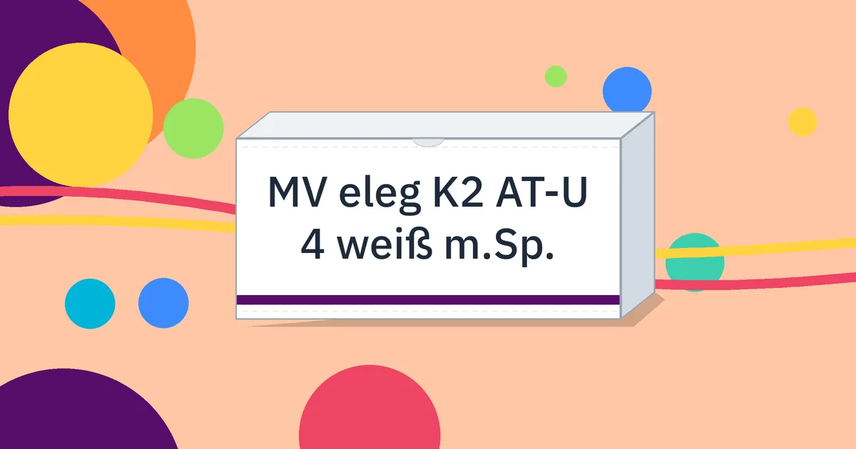 Symbolbild: Packung mit der Aufschrift MV eleg K2 AT-U 4 weiß m.Sp. (PZN 00314448) – Verfügbarkeit und Bezug in Apotheken in Frankfurt am Main
