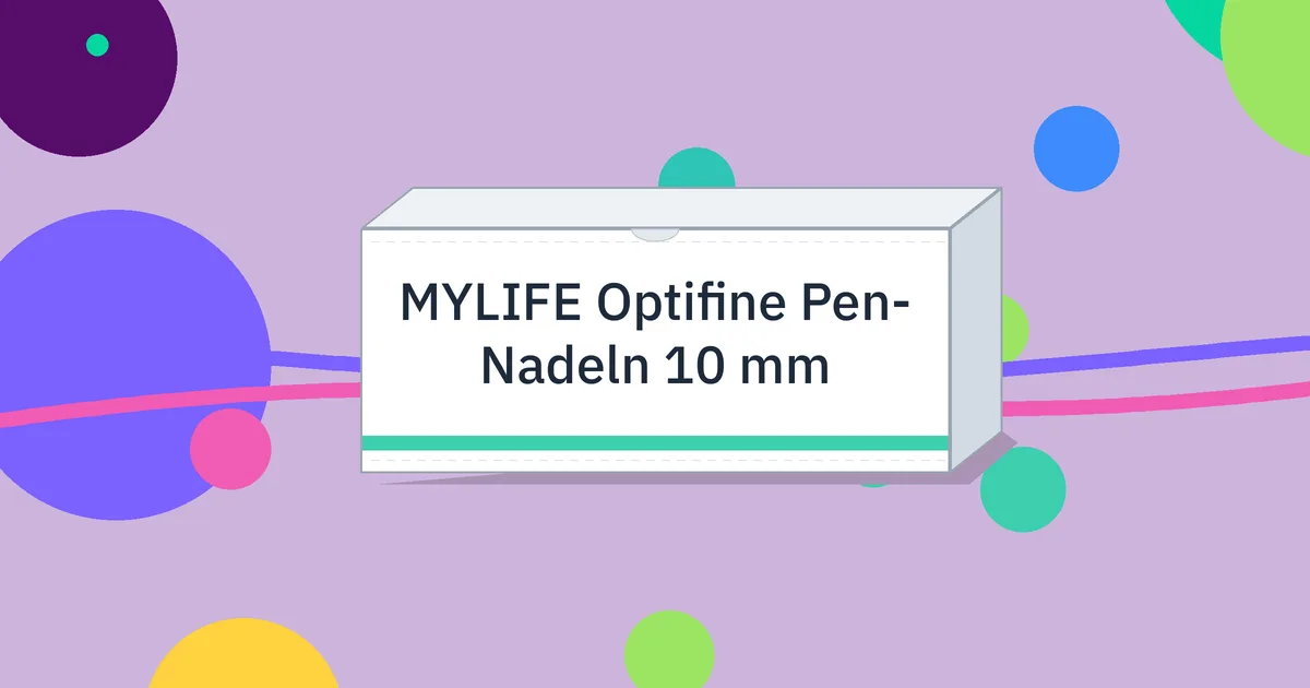 Symbolbild: Packung mit der Aufschrift MYLIFE Optifine Pen-Nadeln 10 mm (PZN 05524216) – Verfügbarkeit und Bezug in Apotheken in Frankfurt am Main