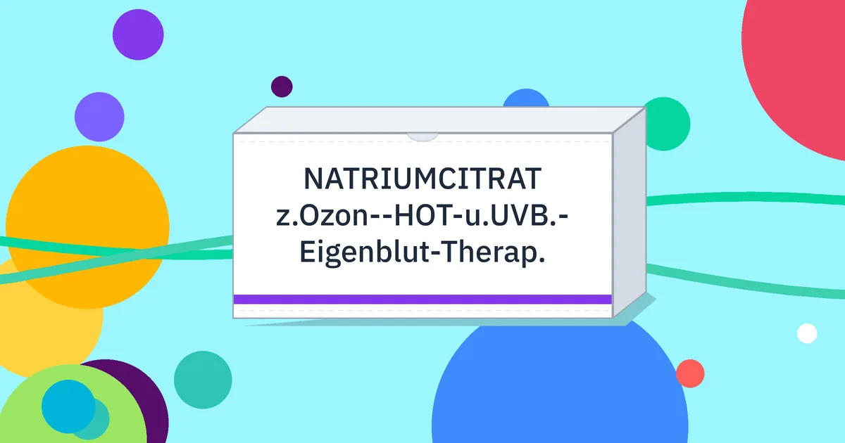 Symbolbild: Packung mit der Aufschrift NATRIUMCITRAT z.Ozon--HOT-u.UVB.-Eigenblut-Therap. (PZN 03111361) – Verfügbarkeit und Bezug in Apotheken in Frankfurt am Main