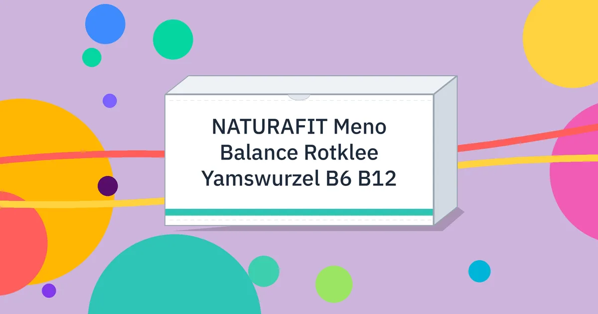 Symbolbild: Packung mit der Aufschrift NATURAFIT Meno Balance Rotklee Yamswurzel B6 B12 (PZN 19786977) – Verfügbarkeit und Bezug in Apotheken in Frankfurt am Main