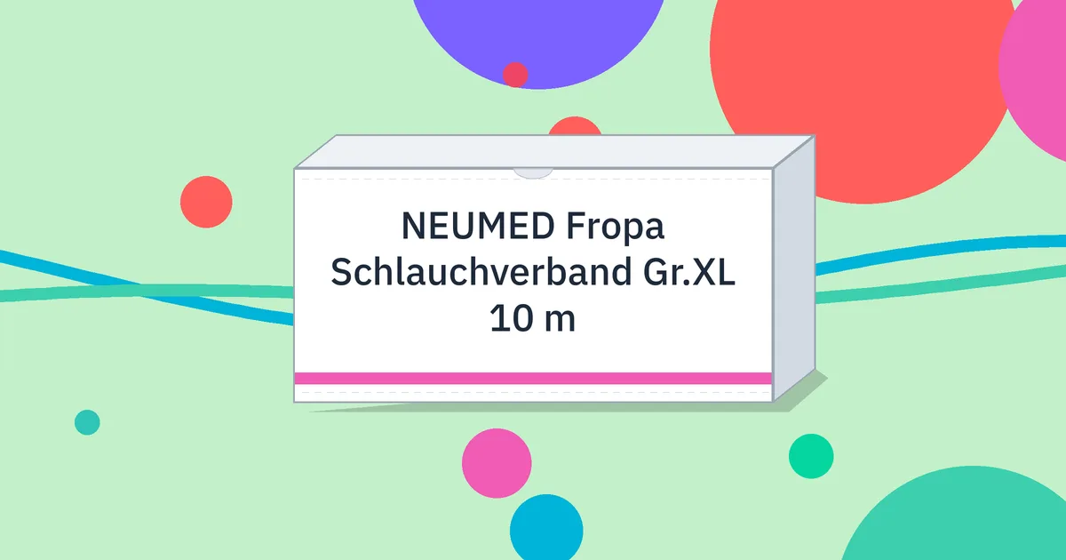 Symbolbild: Packung mit der Aufschrift NEUMED Fropa Schlauchverband Gr.XL 10 m (PZN 10170134) – Verfügbarkeit und Bezug in Apotheken in Frankfurt am Main