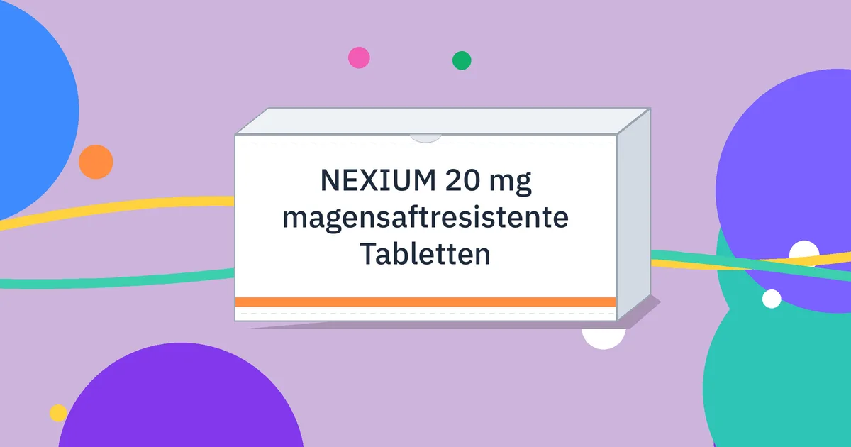 Symbolbild: Packung mit der Aufschrift NEXIUM 20 mg magensaftresistente Tabletten (PZN 19732639) – Verfügbarkeit und Bezug in Apotheken in Frankfurt am Main