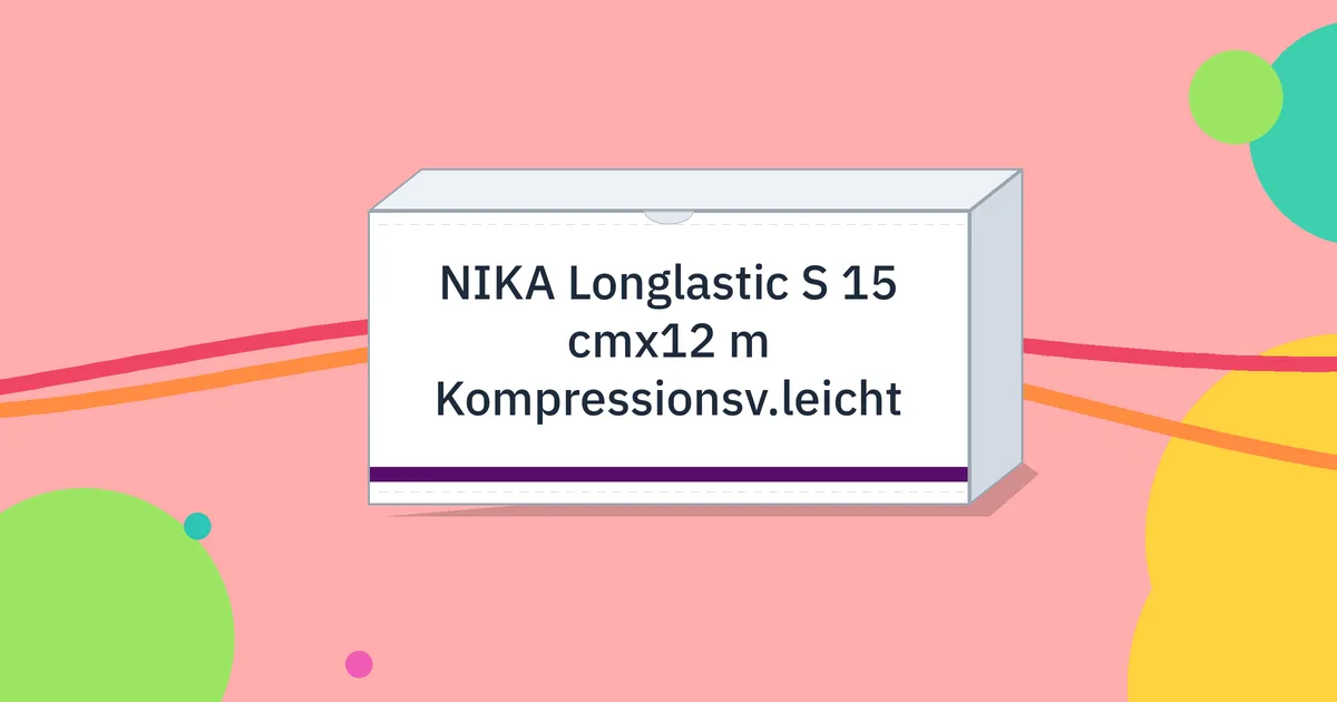 Symbolbild: Packung mit der Aufschrift NIKA Longlastic S 15 cmx12 m Kompressionsv.leicht (PZN 20520664) – Verfügbarkeit und Bezug in Apotheken in Frankfurt am Main