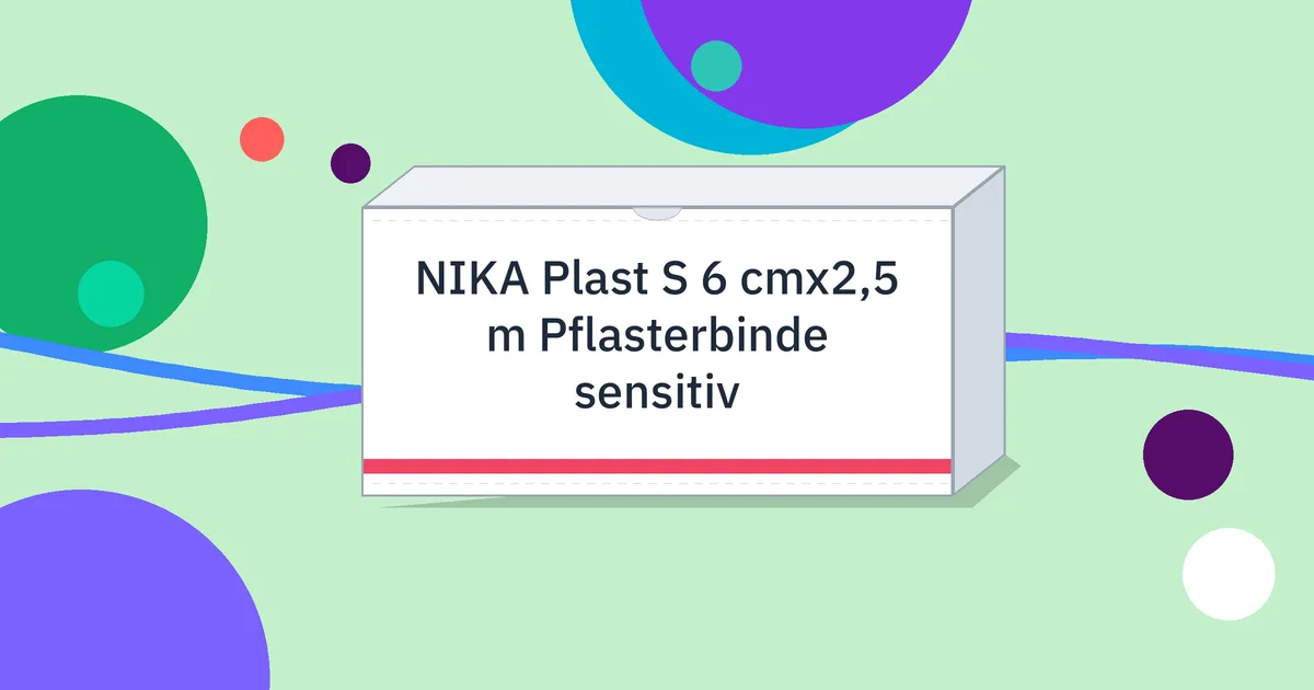 Symbolbild: Packung mit der Aufschrift NIKA Plast S 6 cmx2,5 m Pflasterbinde sensitiv (PZN 18171564) – Verfügbarkeit und Bezug in Apotheken in Frankfurt am Main