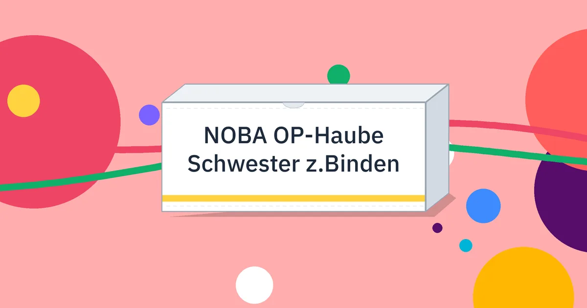 Symbolbild: Packung mit der Aufschrift NOBA OP-Haube Schwester z.Binden (PZN 09304658) – Verfügbarkeit und Bezug in Apotheken in Frankfurt am Main
