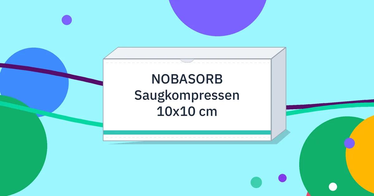 Symbolbild: Packung mit der Aufschrift NOBASORB Saugkompressen 10x10 cm (PZN 13766933) – Verfügbarkeit und Bezug in Apotheken in Frankfurt am Main