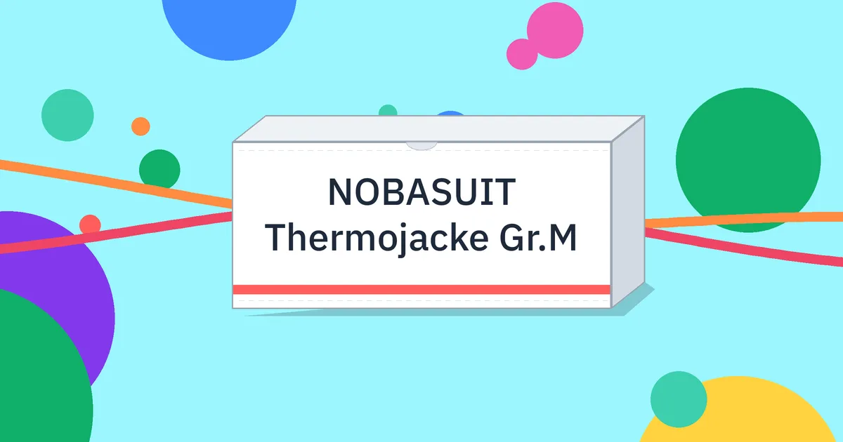 Symbolbild: Packung mit der Aufschrift NOBASUIT Thermojacke Gr.M (PZN 17376324) – Verfügbarkeit und Bezug in Apotheken in Frankfurt am Main