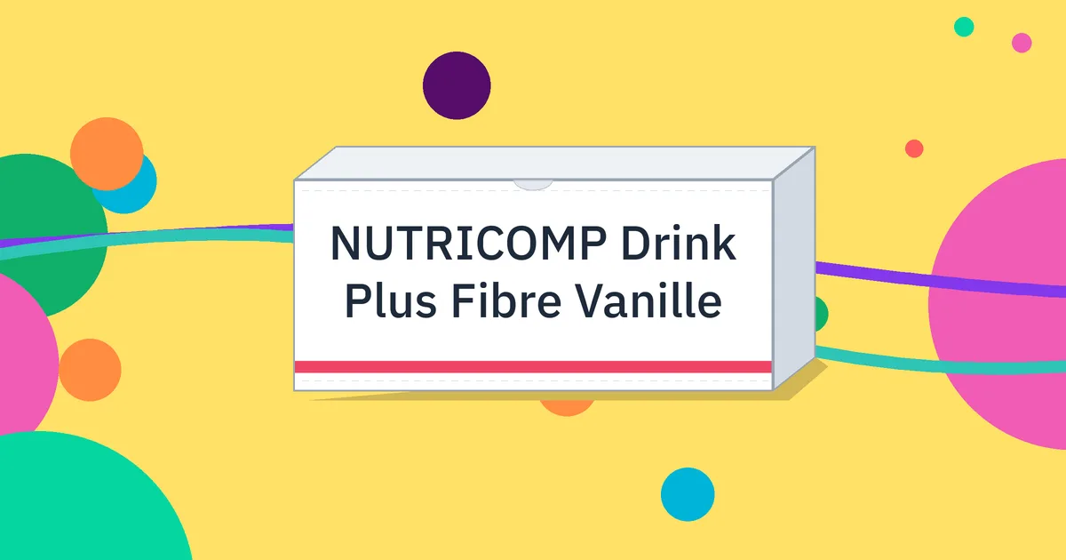 Symbolbild: Packung mit der Aufschrift NUTRICOMP Drink Plus Fibre Vanille (PZN 11847550) – Verfügbarkeit und Bezug in Apotheken in Frankfurt am Main