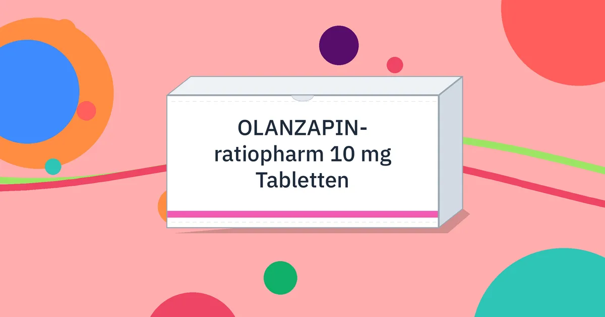 Symbolbild: Packung mit der Aufschrift OLANZAPIN-ratiopharm 10 mg Tabletten (PZN 08474950) – Verfügbarkeit und Bezug in Apotheken in Frankfurt am Main