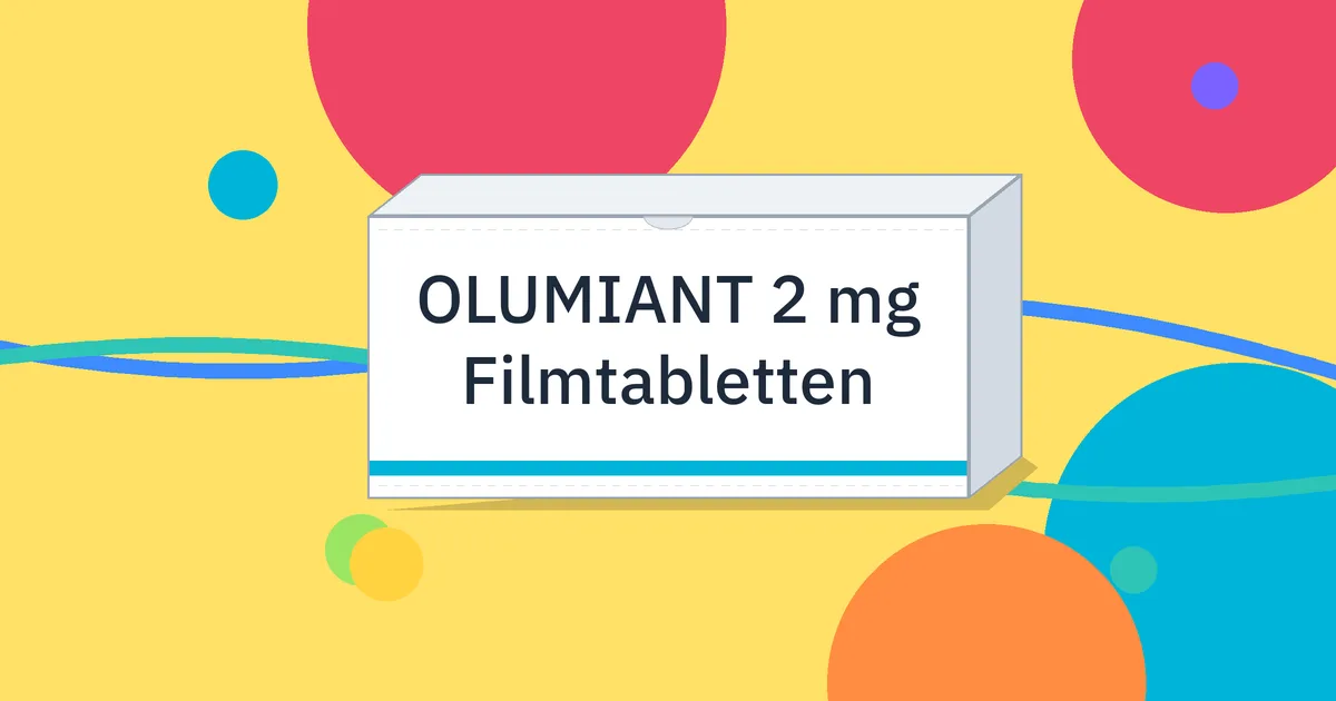 Symbolbild: Packung mit der Aufschrift OLUMIANT 2 mg Filmtabletten (PZN 14033931) – Verfügbarkeit und Bezug in Apotheken in Frankfurt am Main