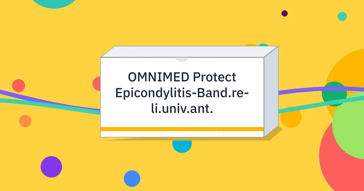 Symbolbild: Packung mit der Aufschrift OMNIMED Protect Epicondylitis-Band.re-li.univ.ant. (PZN 16357247) – Verfügbarkeit und Bezug in Apotheken in Frankfurt am Main