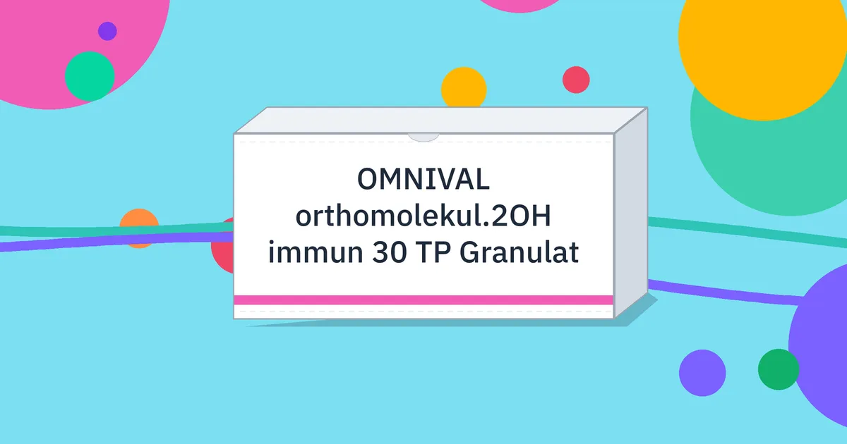 Symbolbild: Packung mit der Aufschrift OMNIVAL orthomolekul.2OH immun 30 TP Granulat (PZN 06588508) – Verfügbarkeit und Bezug in Apotheken in Frankfurt am Main