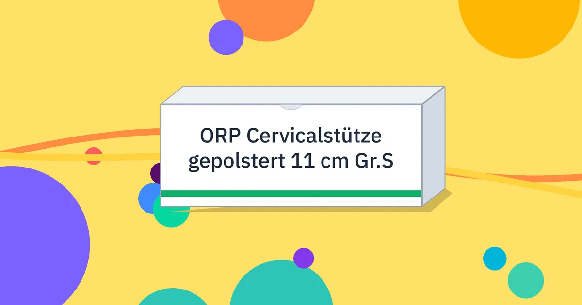 Symbolbild: Packung mit der Aufschrift ORP Cervicalstütze gepolstert 11 cm Gr.S (PZN 04902449) – Verfügbarkeit und Bezug in Apotheken in Frankfurt am Main
