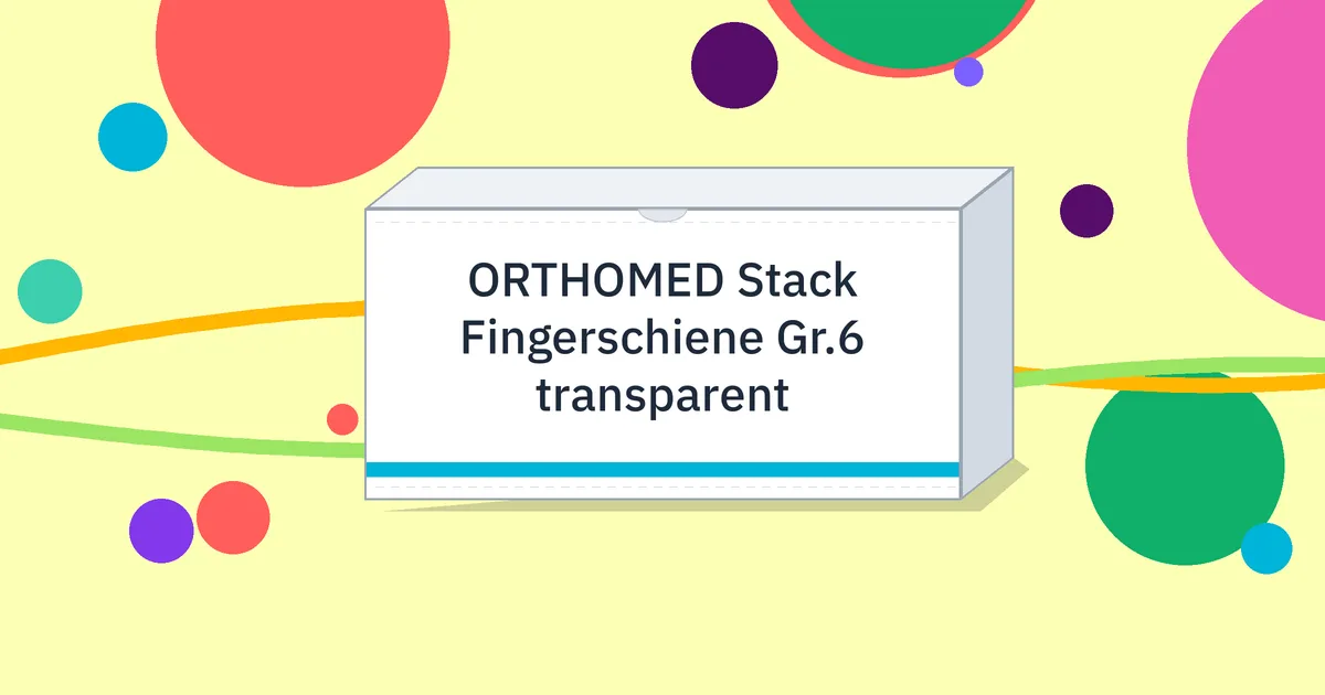 Symbolbild: Packung mit der Aufschrift ORTHOMED Stack Fingerschiene Gr.6 transparent (PZN 19466706) – Verfügbarkeit und Bezug in Apotheken in Frankfurt am Main