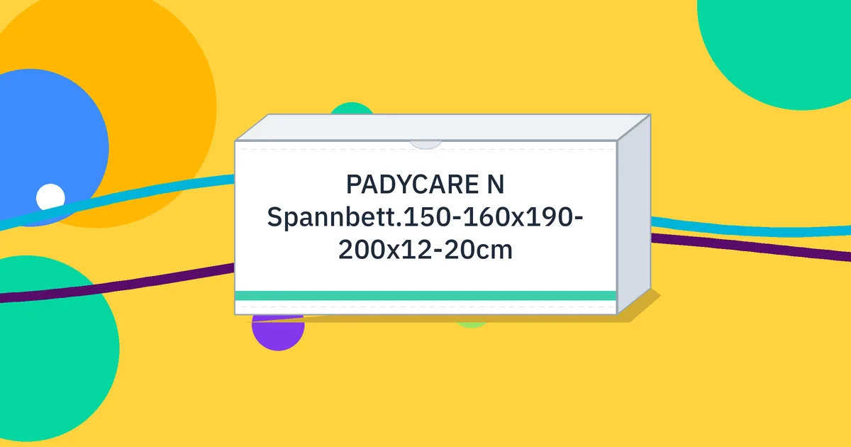 Symbolbild: Packung mit der Aufschrift PADYCARE N Spannbett.150-160x190-200x12-20cm (PZN 02130942) – Verfügbarkeit und Bezug in Apotheken in Frankfurt am Main