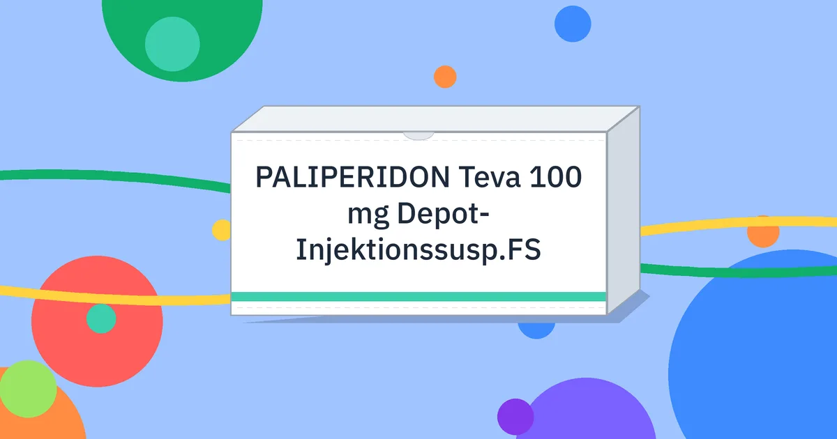 Symbolbild: Packung mit der Aufschrift PALIPERIDON Teva 100 mg Depot-Injektionssusp.FS (PZN 19351104) – Verfügbarkeit und Bezug in Apotheken in Frankfurt am Main