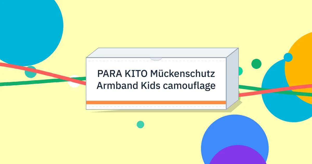 Symbolbild: Packung mit der Aufschrift PARA KITO Mückenschutz Armband Kids camouflage (PZN 19132193) – Verfügbarkeit und Bezug in Apotheken in Frankfurt am Main