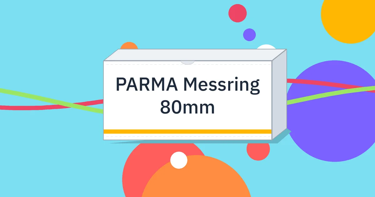 Symbolbild: Packung mit der Aufschrift PARMA Messring 80mm (PZN 01734827) – Verfügbarkeit und Bezug in Apotheken in Frankfurt am Main