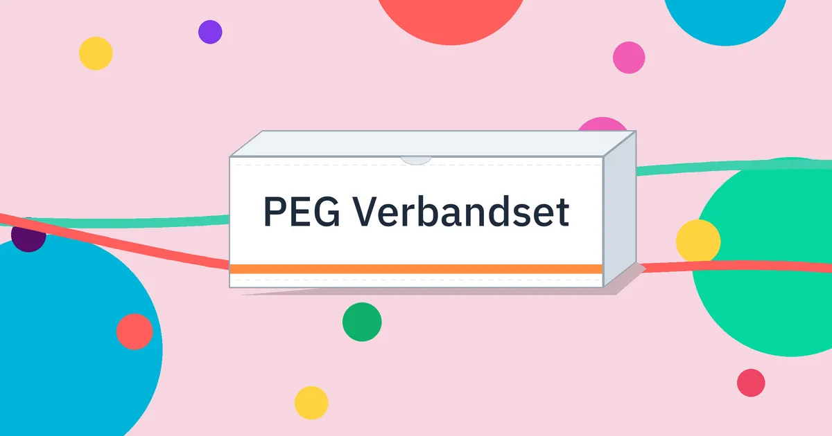 Symbolbild: Packung mit der Aufschrift PEG Verbandset (PZN 17833218) – Verfügbarkeit und Bezug in Apotheken in Frankfurt am Main