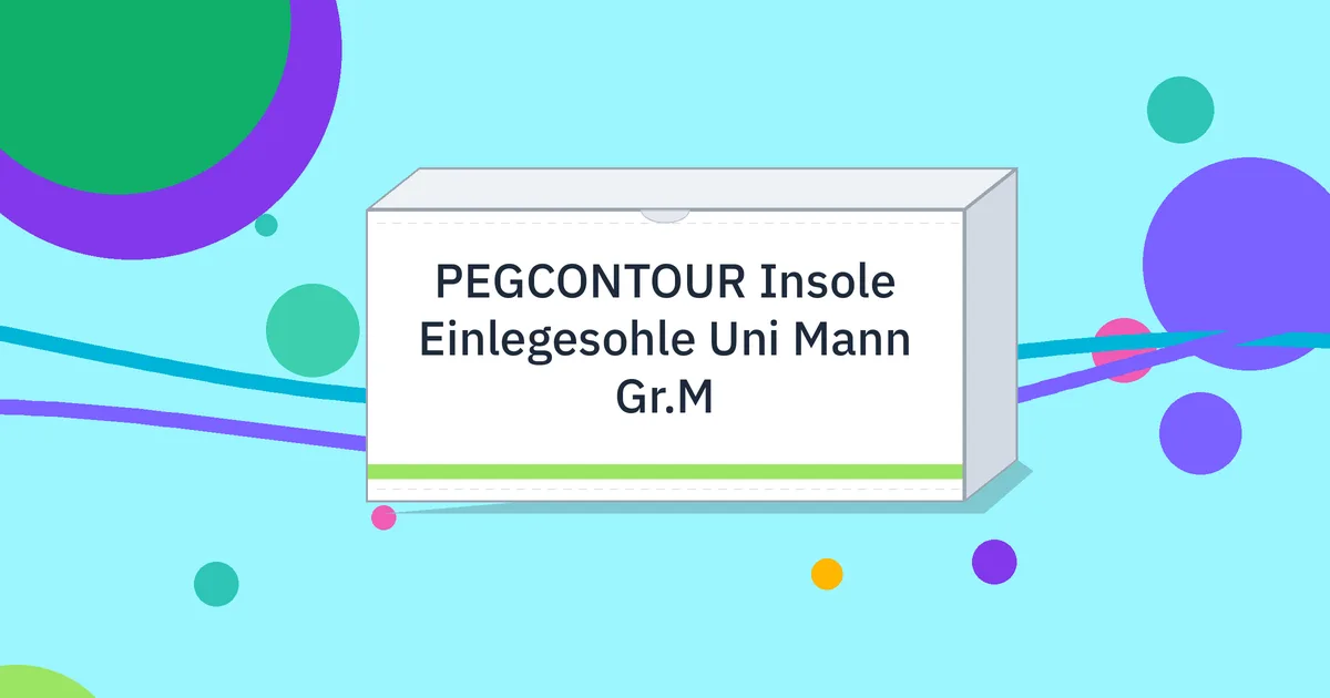 Symbolbild: Packung mit der Aufschrift PEGCONTOUR Insole Einlegesohle Uni Mann Gr.M (PZN 17871845) – Verfügbarkeit und Bezug in Apotheken in Frankfurt am Main