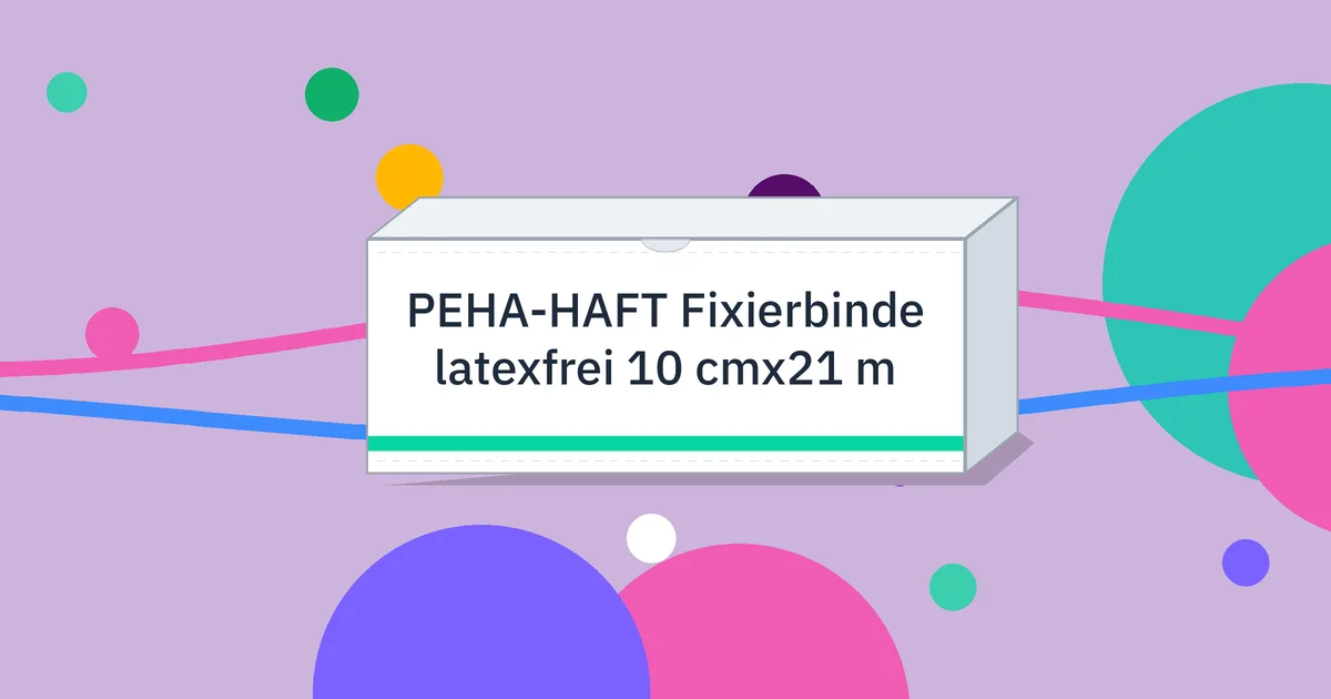 Symbolbild: Packung mit der Aufschrift PEHA-HAFT Fixierbinde latexfrei 10 cmx21 m (PZN 17304879) – Verfügbarkeit und Bezug in Apotheken in Frankfurt am Main