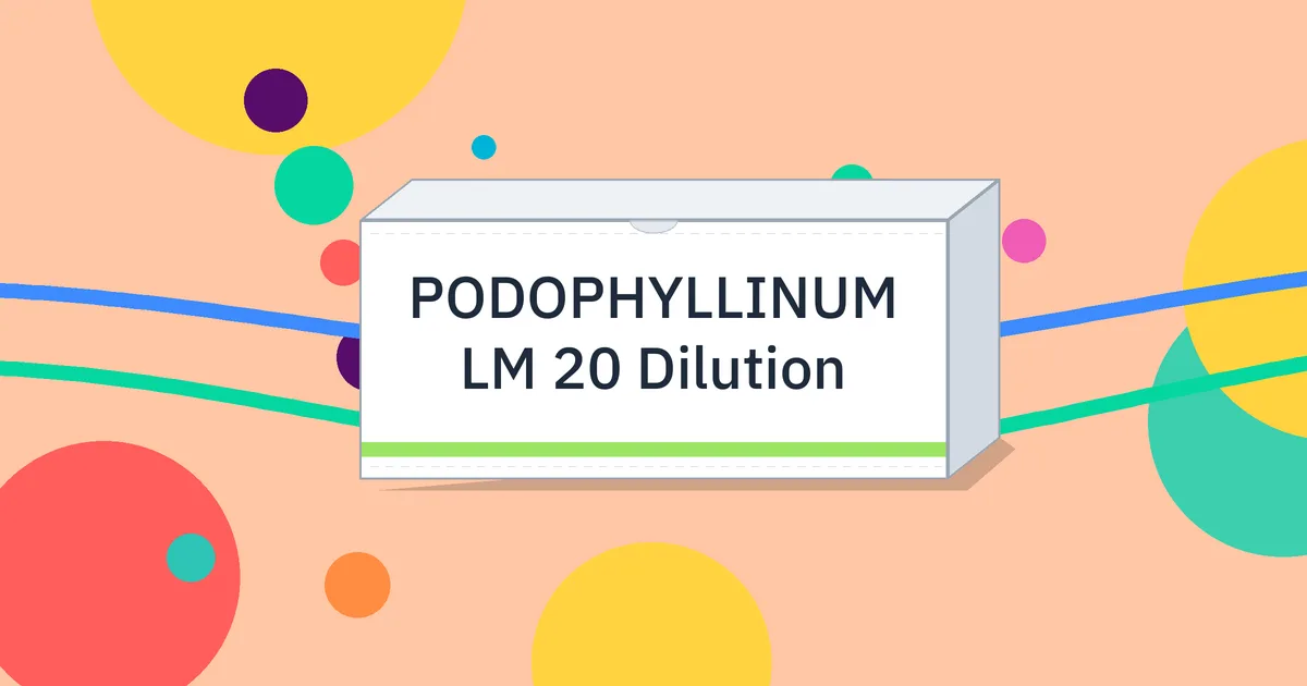Symbolbild: Packung mit der Aufschrift PODOPHYLLINUM LM 20 Dilution (PZN 13661105) – Verfügbarkeit und Bezug in Apotheken in Frankfurt am Main