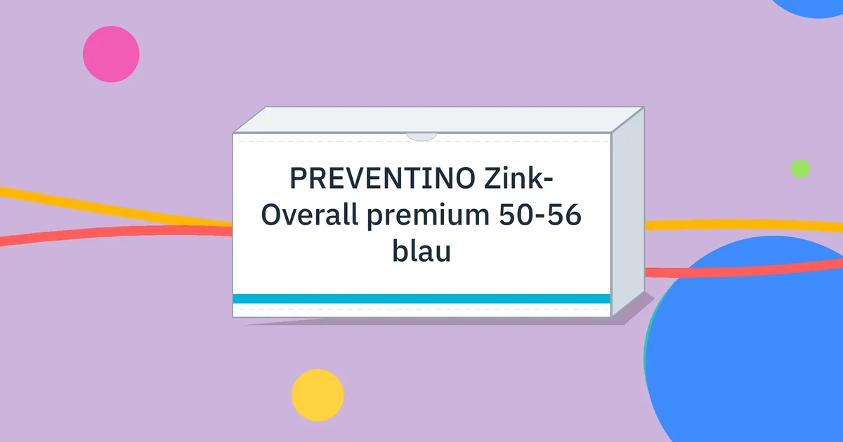 Symbolbild: Packung mit der Aufschrift PREVENTINO Zink-Overall premium 50-56 blau (PZN 12446416) – Verfügbarkeit und Bezug in Apotheken in Frankfurt am Main