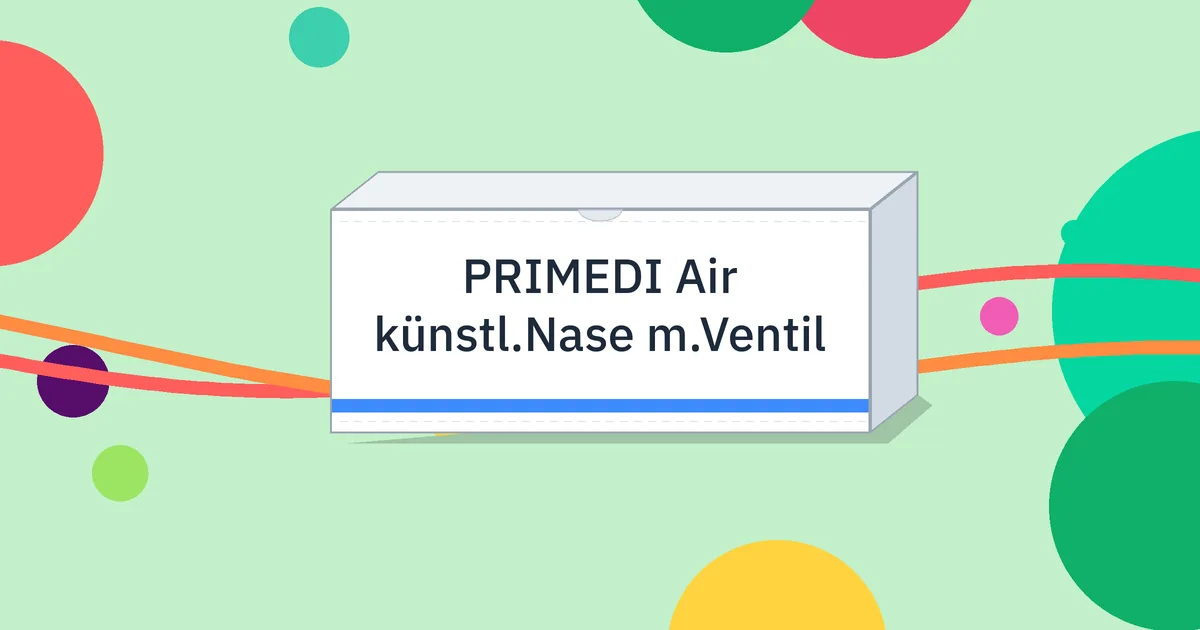Symbolbild: Packung mit der Aufschrift PRIMEDI Air künstl.Nase m.Ventil (PZN 11597975) – Verfügbarkeit und Bezug in Apotheken in Frankfurt am Main