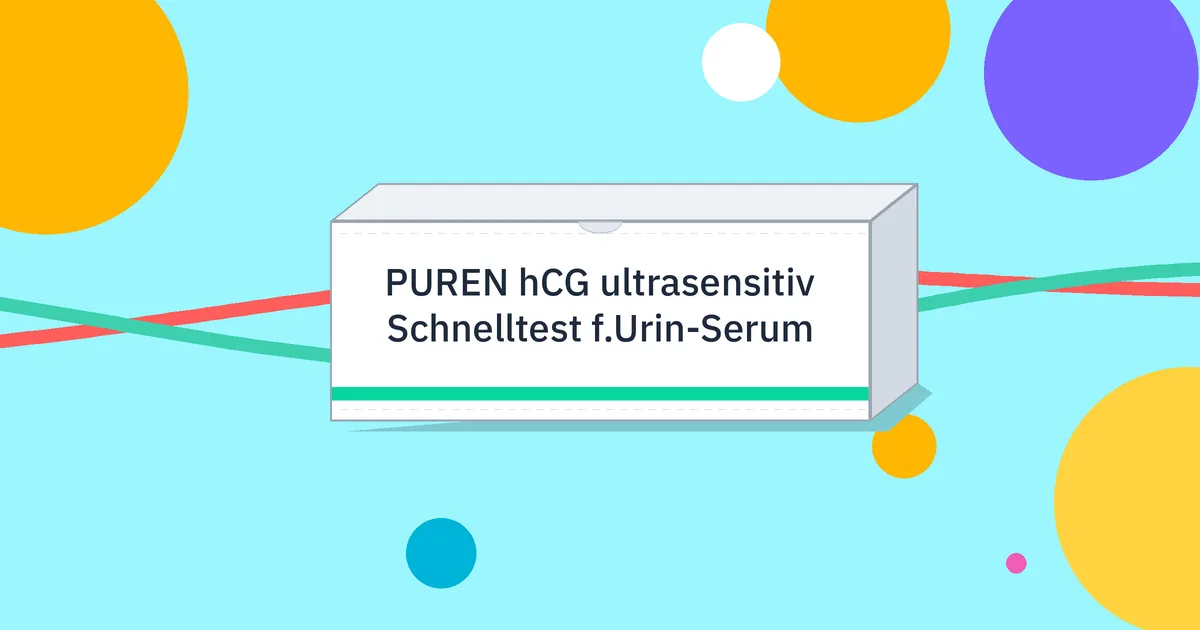 Symbolbild: Packung mit der Aufschrift PUREN hCG ultrasensitiv Schnelltest f.Urin-Serum (PZN 11353374) – Verfügbarkeit und Bezug in Apotheken in Frankfurt am Main