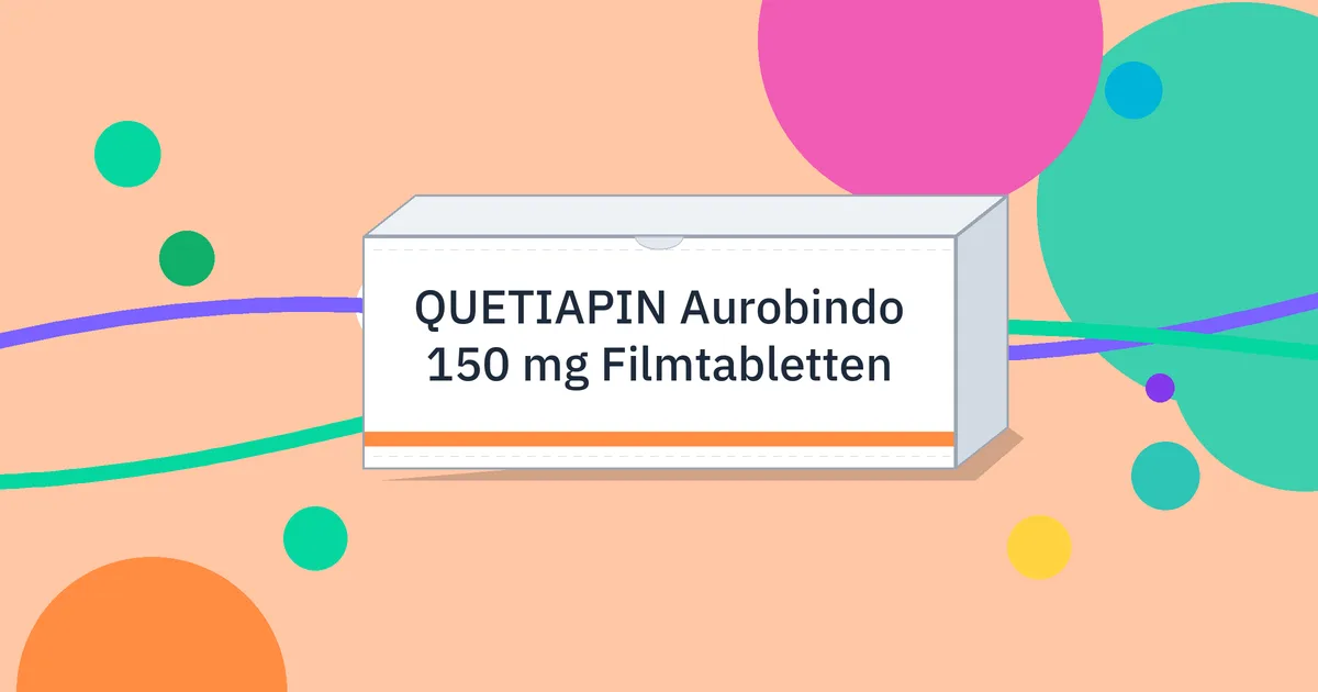 Symbolbild: Packung mit der Aufschrift QUETIAPIN Aurobindo 150 mg Filmtabletten (PZN 12530967) – Verfügbarkeit und Bezug in Apotheken in Frankfurt am Main