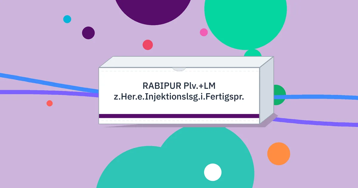Symbolbild: Packung mit der Aufschrift RABIPUR Plv.+LM z.Her.e.Injektionslsg.i.Fertigspr. (PZN 14170266) – Verfügbarkeit und Bezug in Apotheken in Frankfurt am Main