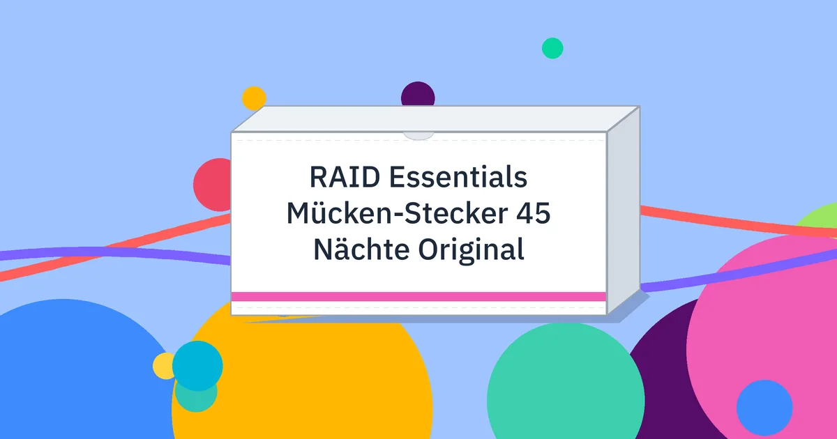 Symbolbild: Packung mit der Aufschrift RAID Essentials Mücken-Stecker 45 Nächte Original (PZN 16849387) – Verfügbarkeit und Bezug in Apotheken in Frankfurt am Main