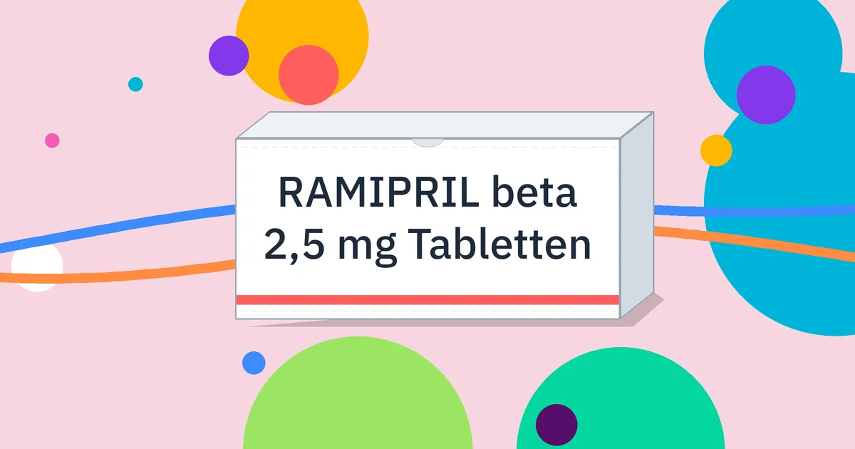 Symbolbild: Packung mit der Aufschrift RAMIPRIL beta 2,5 mg Tabletten (PZN 00744491) – Verfügbarkeit und Bezug in Apotheken in Frankfurt am Main